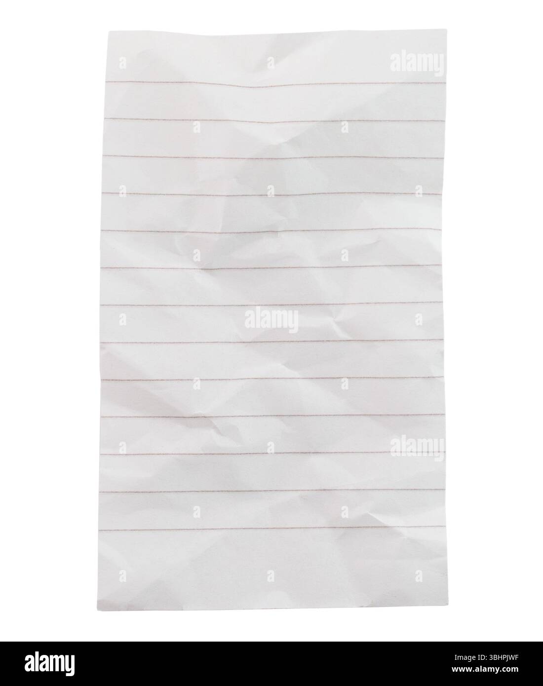Crumpled sheet of notepad paper, isolated on a transparent background ...