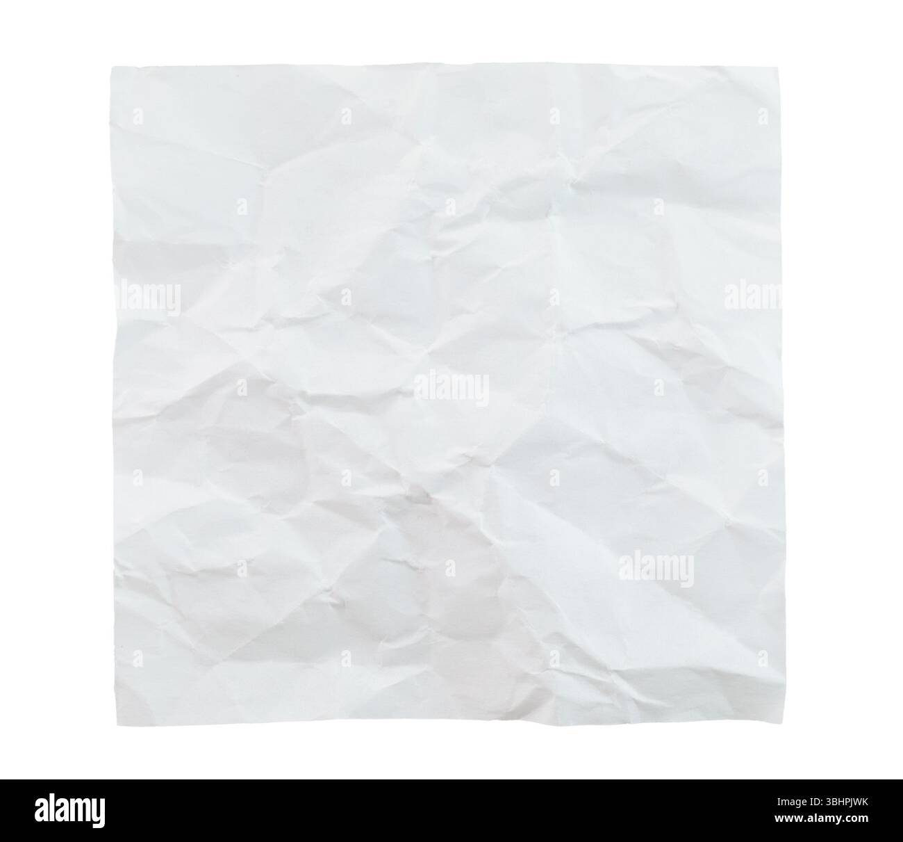 Crumpled blank sheet of paper for notes, isolated on a transparent ...