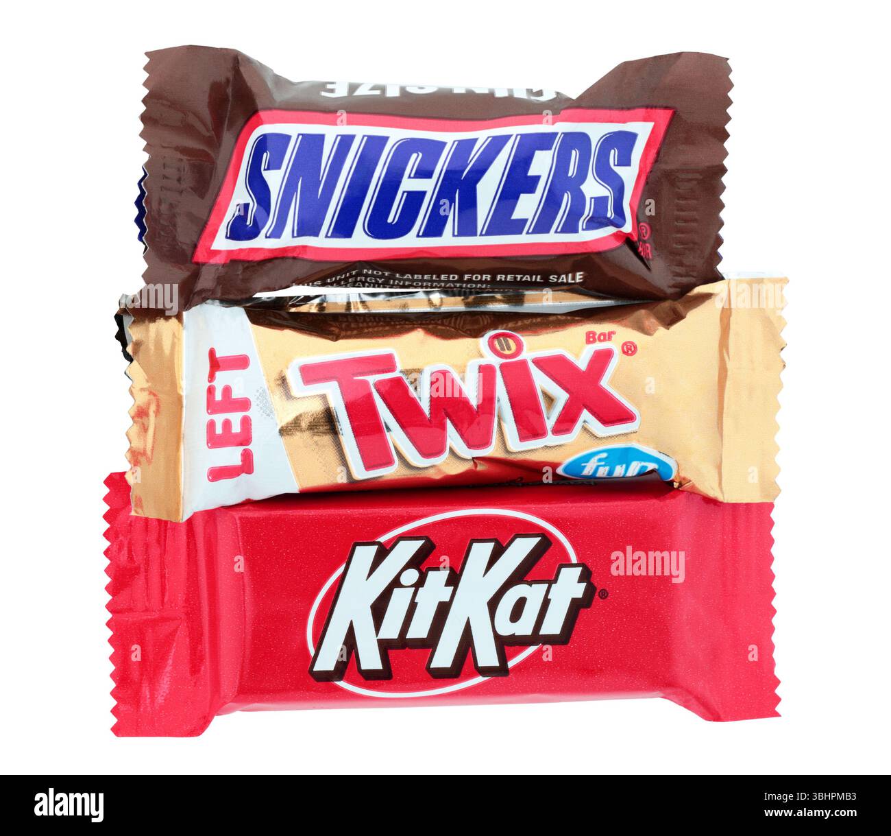 Mix of Chocolate bars in package, such as: Kit Kat, Snickers and Twix ...