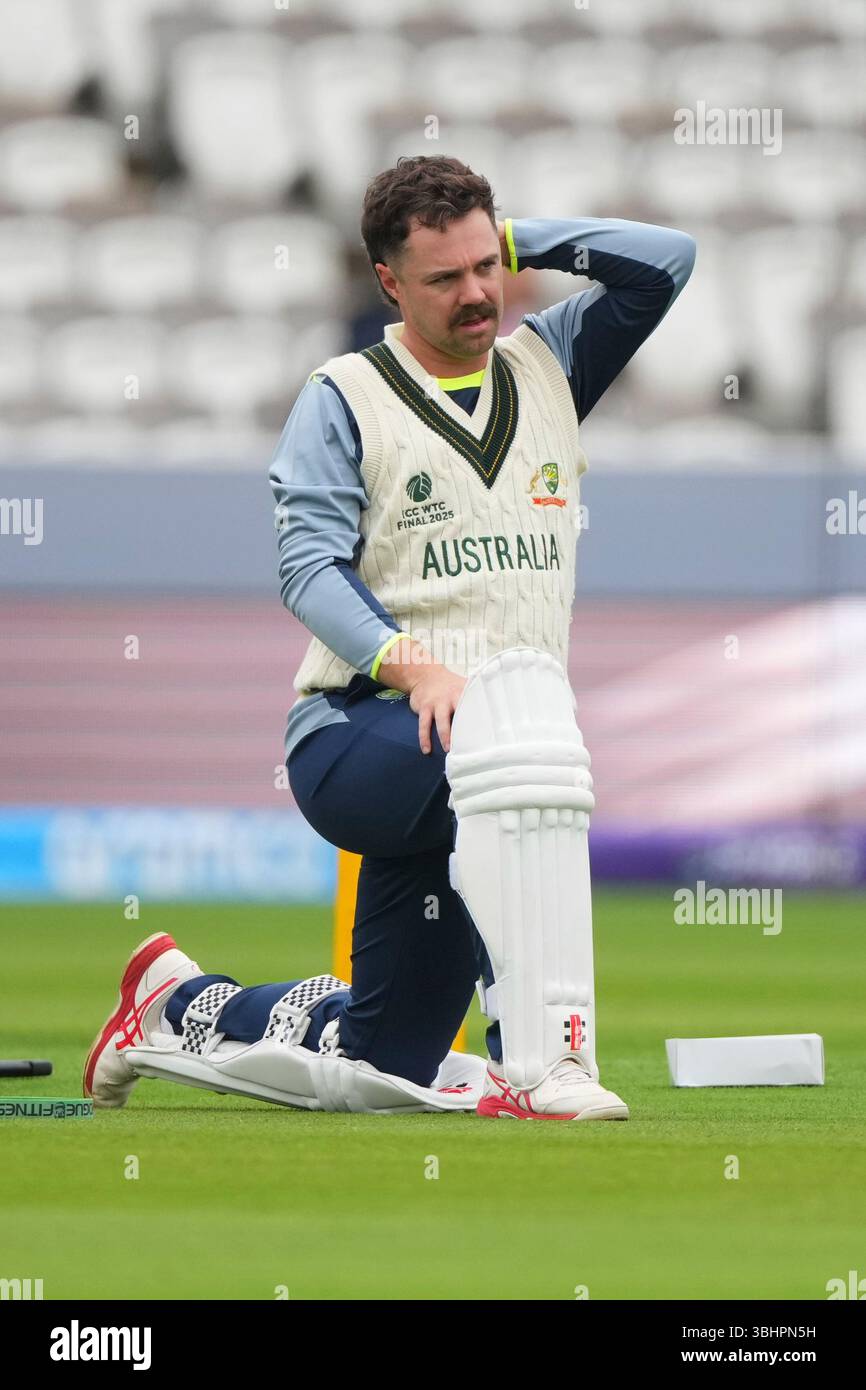 Australia's Travis Head warms up to train ahead of the World Test ...