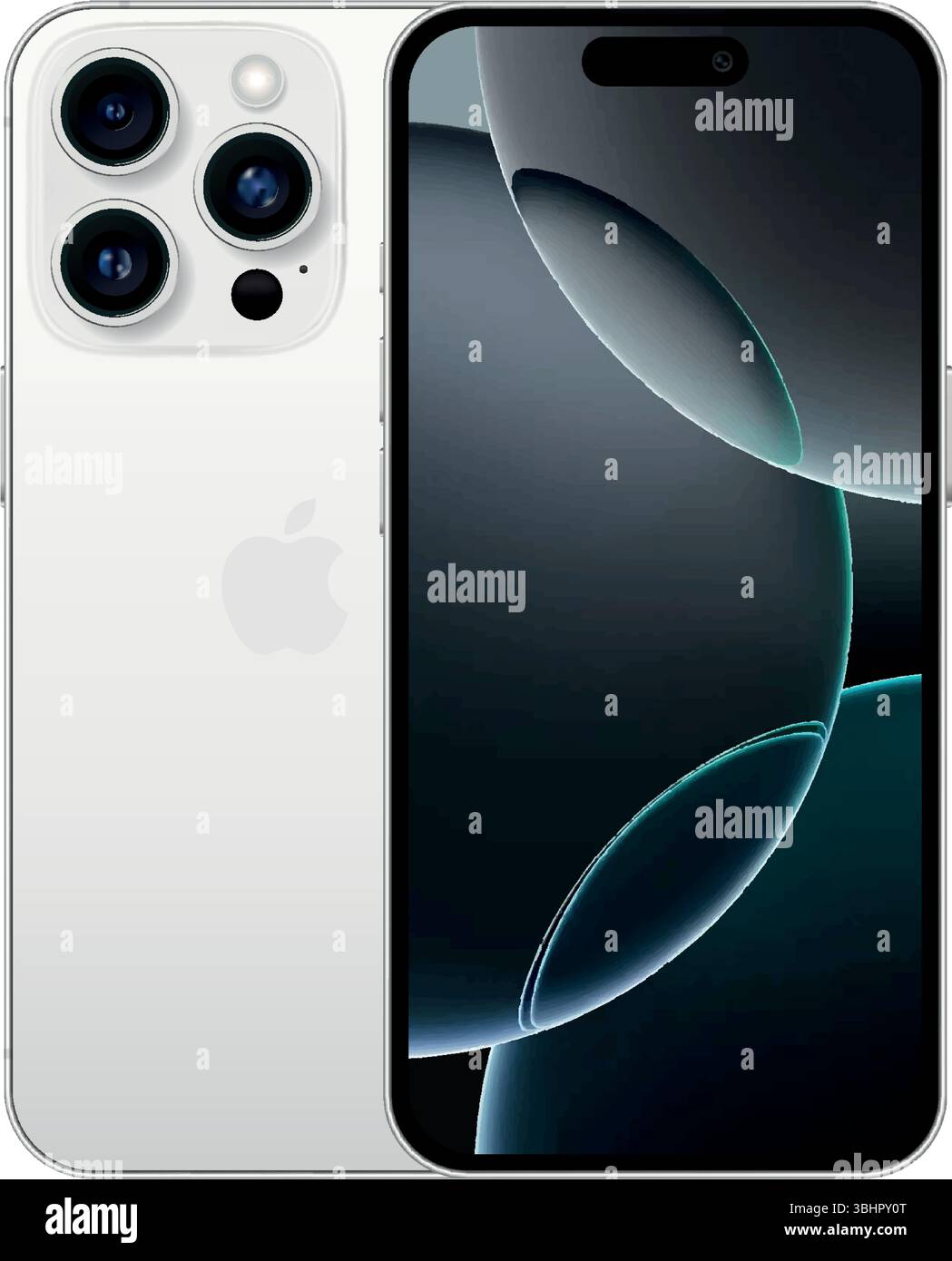 Smart Phone iPhone 16 Pro in White Titanium color, on a transparent ...