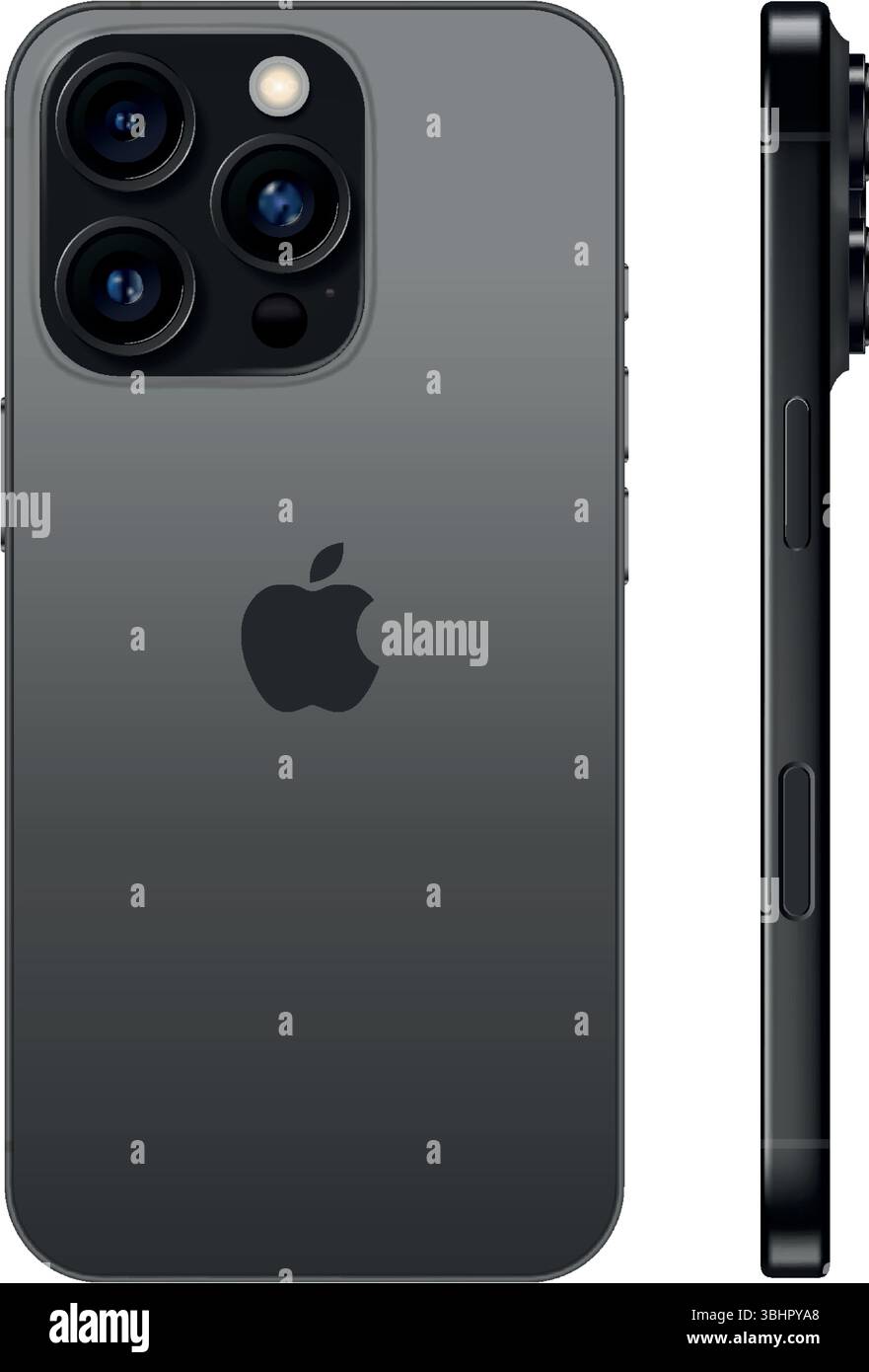 Smart Phone iPhone 16 Pro in Black Titanium color, on a transparent ...