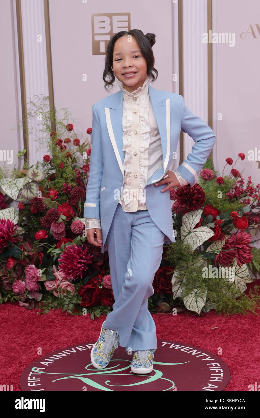 Heiress Harris attends the 2025 BET Awards at Peacock Theater Stock ...