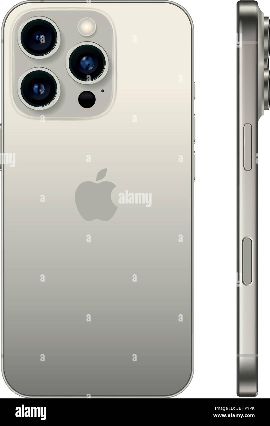 Smart Phone iPhone 16 Pro in Natural Titanium color, on a transparent ...