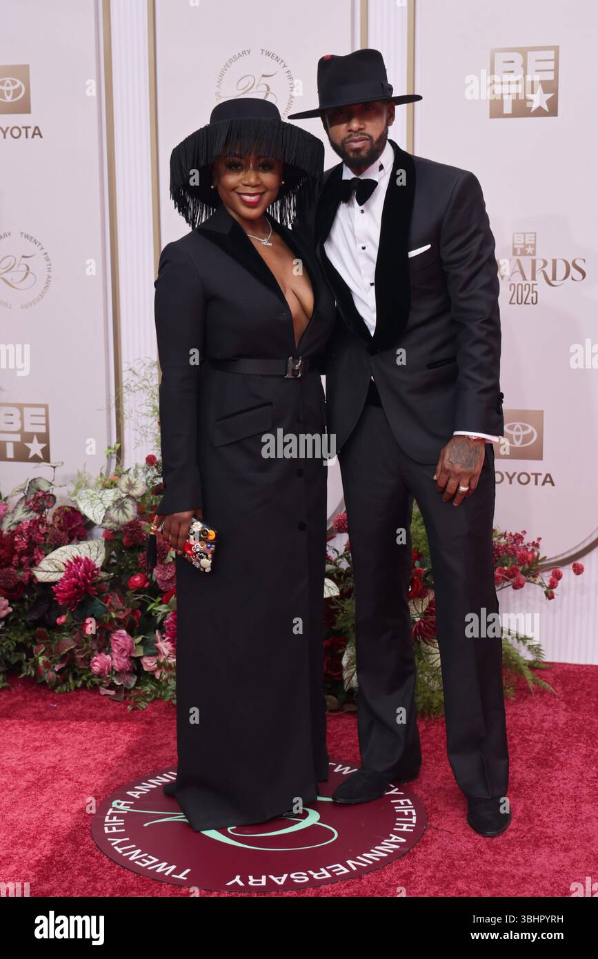 Pinky Cole and Derrick Hayes attend the 2025 BET Awards at Peacock ...