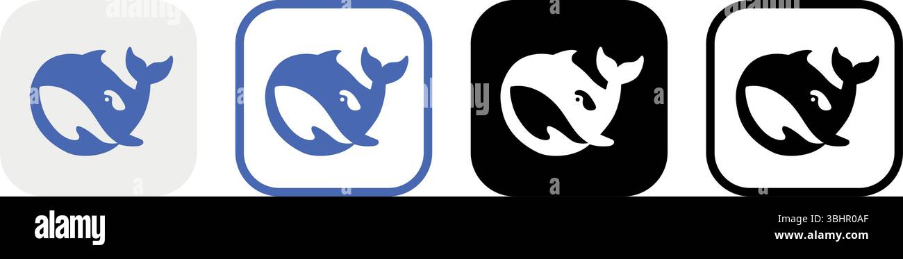 Set of different DeepSeek artificial intelligence mobile app icons, on ...