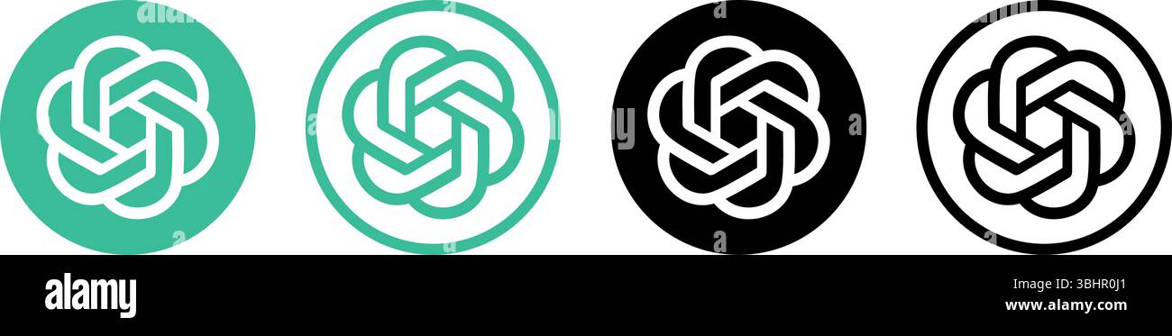 Set of round OpenAI ChatGPT mobile app icons, isolated on a transparent ...