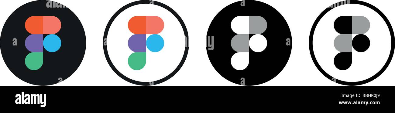 Set of round different Figma mobile app icons, isolated on a ...