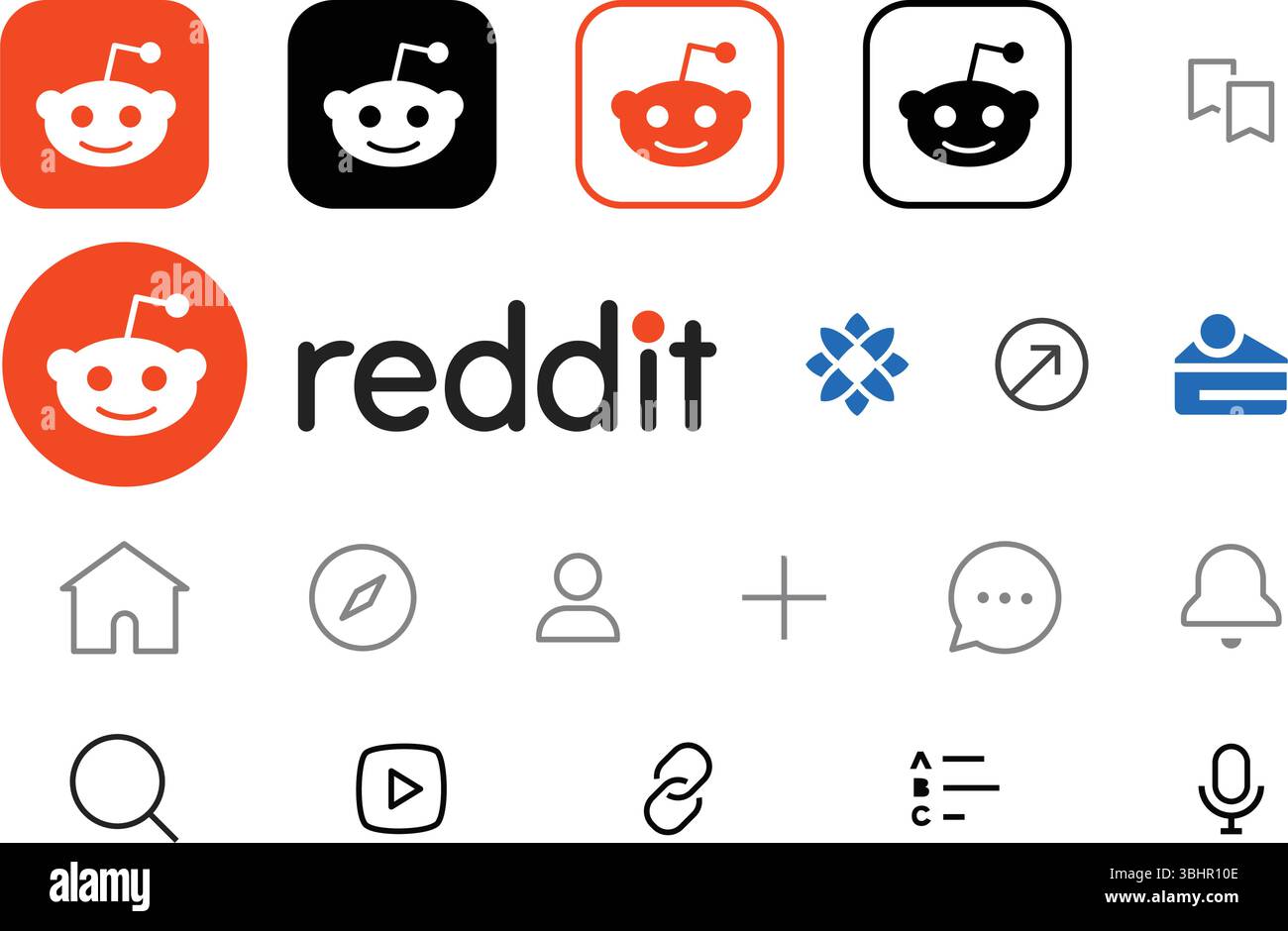 Reddit Set of Mobile App interface icons and logos. Social Media ...