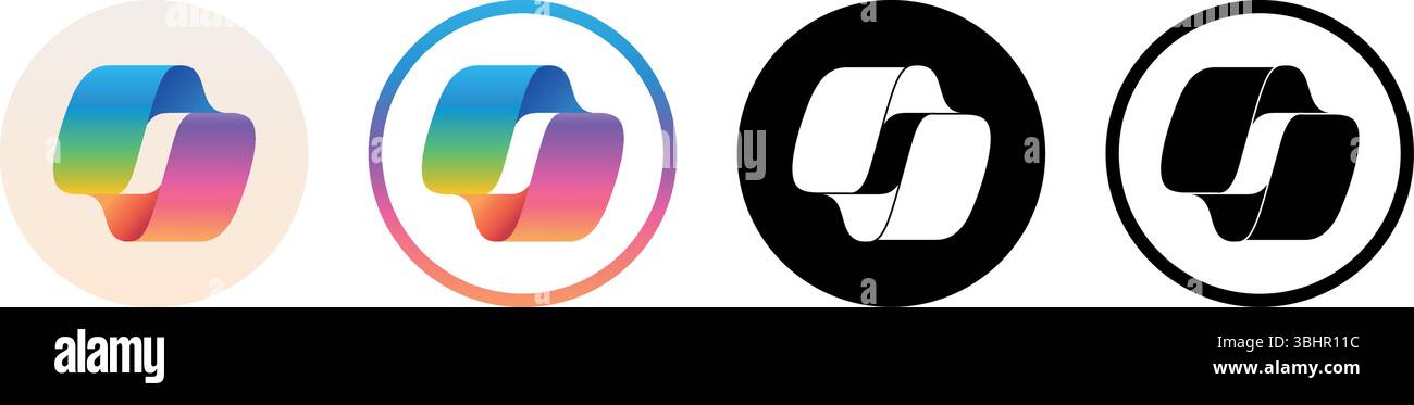 Set of round different Copilot artificial intelligence chatbot mobile ...