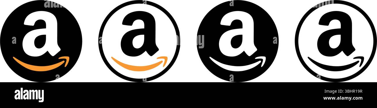 Set of round Amazon Appstore mobile app icons, isolated on a ...