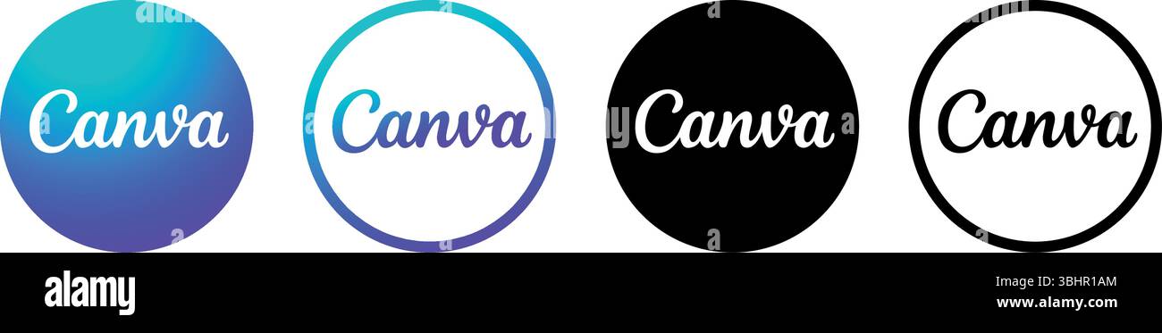 Set of round different Canva mobile app icons, isolated on a ...