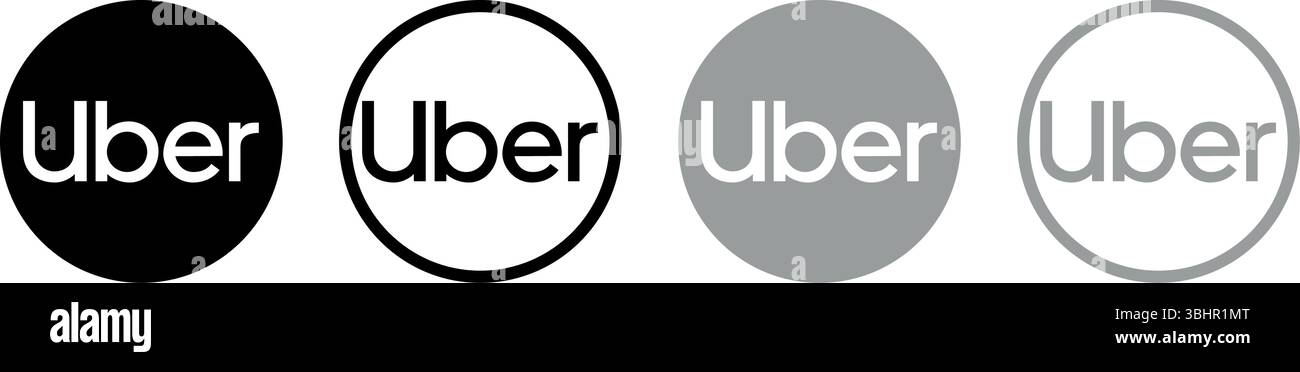 Set of round different Uber mobile app icons, isolated on a transparent ...
