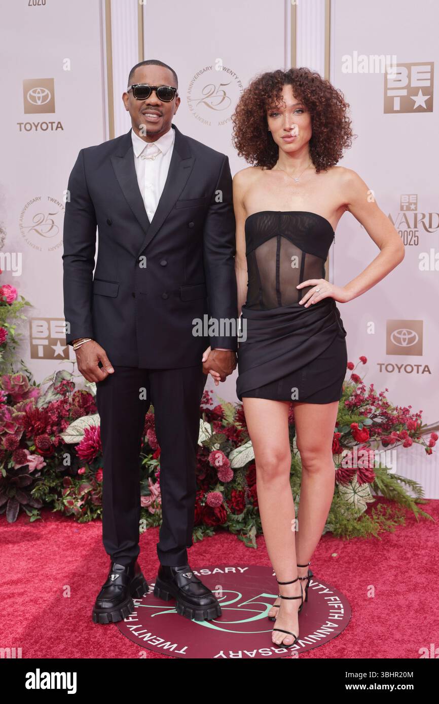 Duane Martin and Ashley Marie Jones attend the 2025 BET Awards at ...