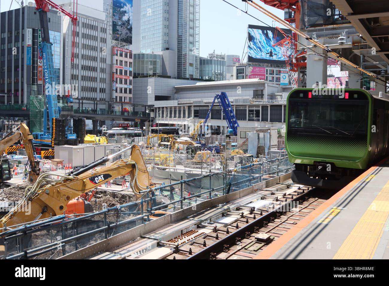 A picture shows the construction site of the Shibuya Station Area ...
