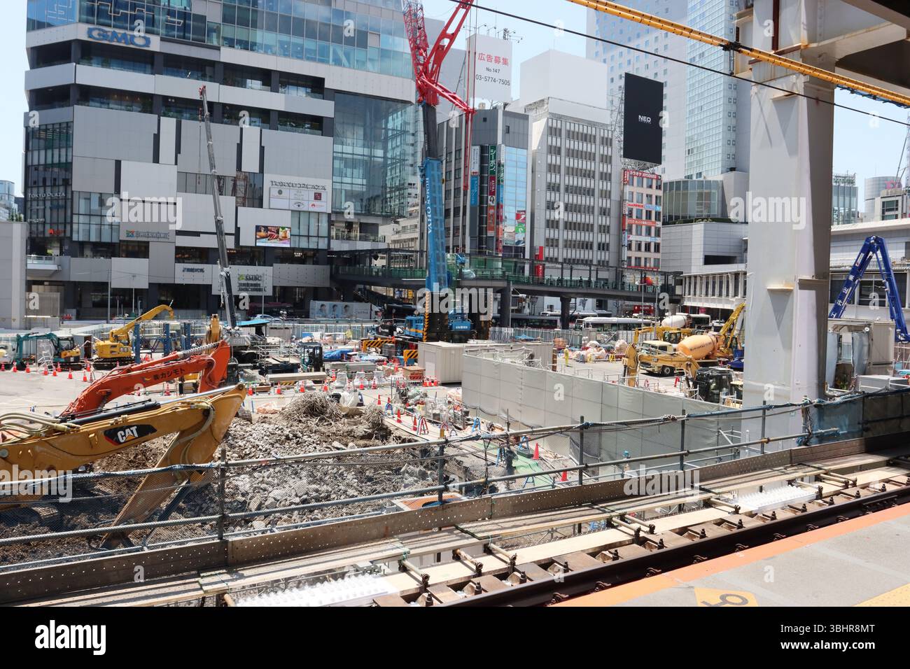 A picture shows the construction site of the Shibuya Station Area ...