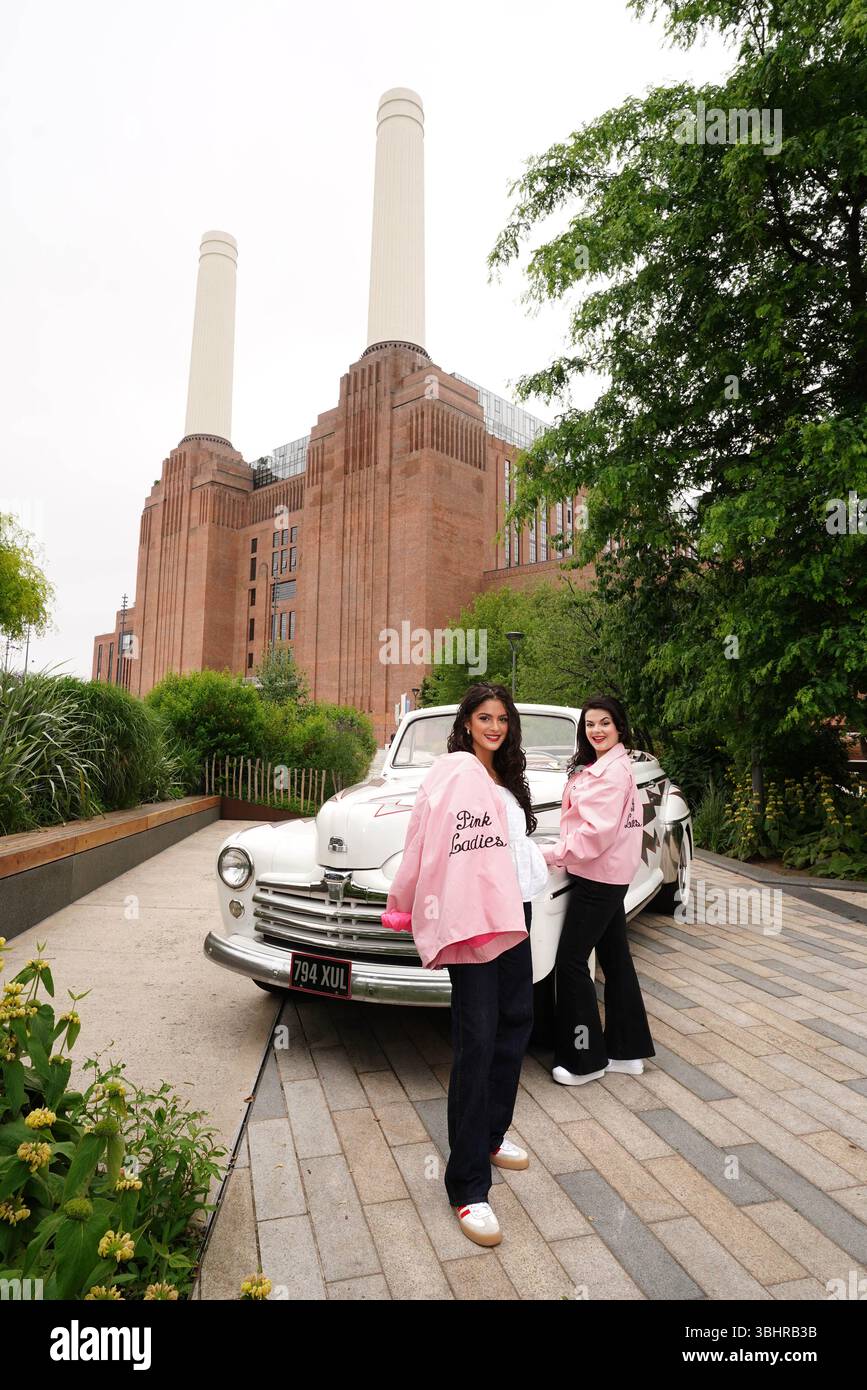 Stephanie Costi, who plays Sandy, (left) and Lucy Penrose, who plays Rizzo during a photocall ...