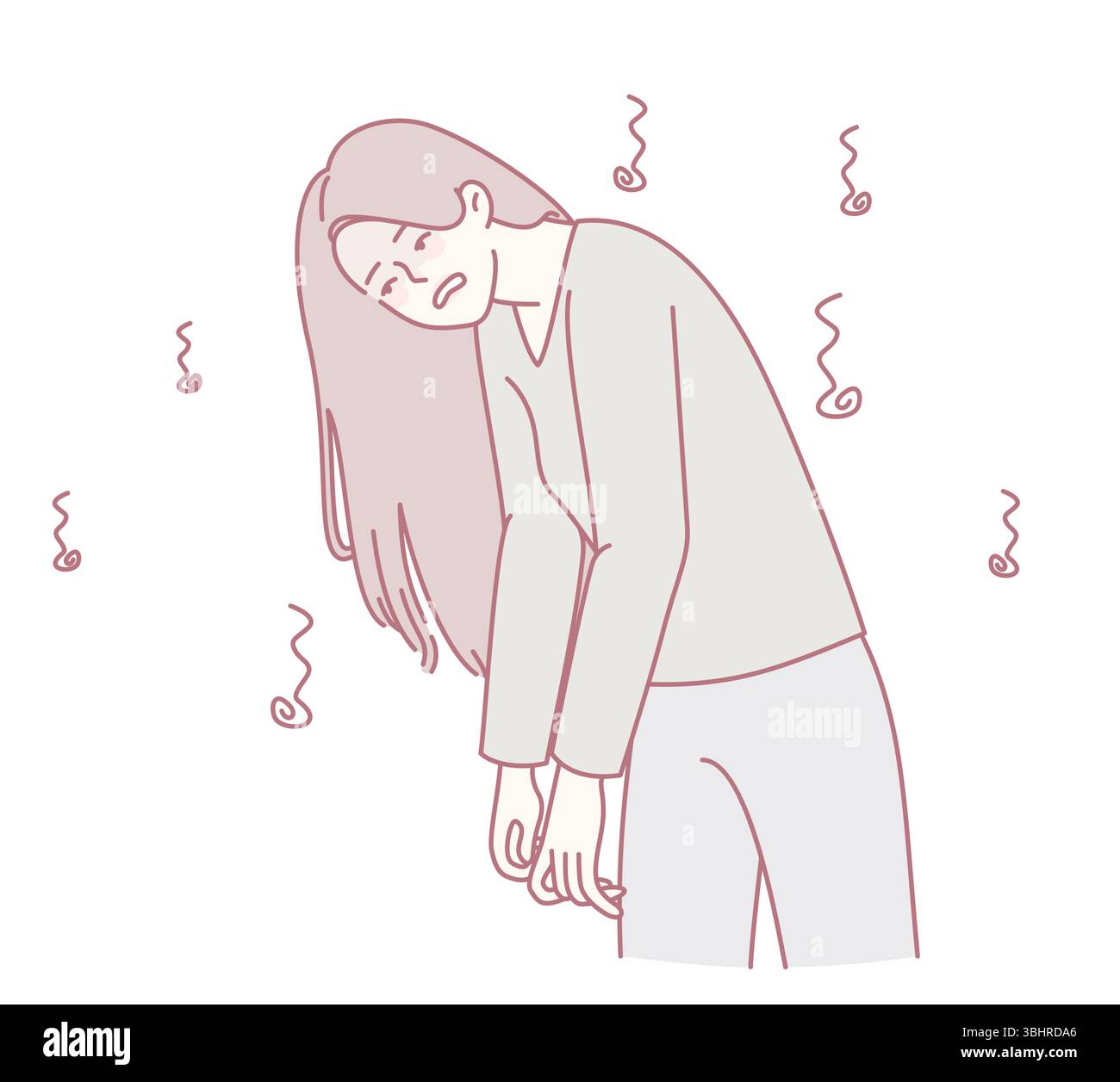 An illustrated woman, visibly showcasing fatigue and profound ...