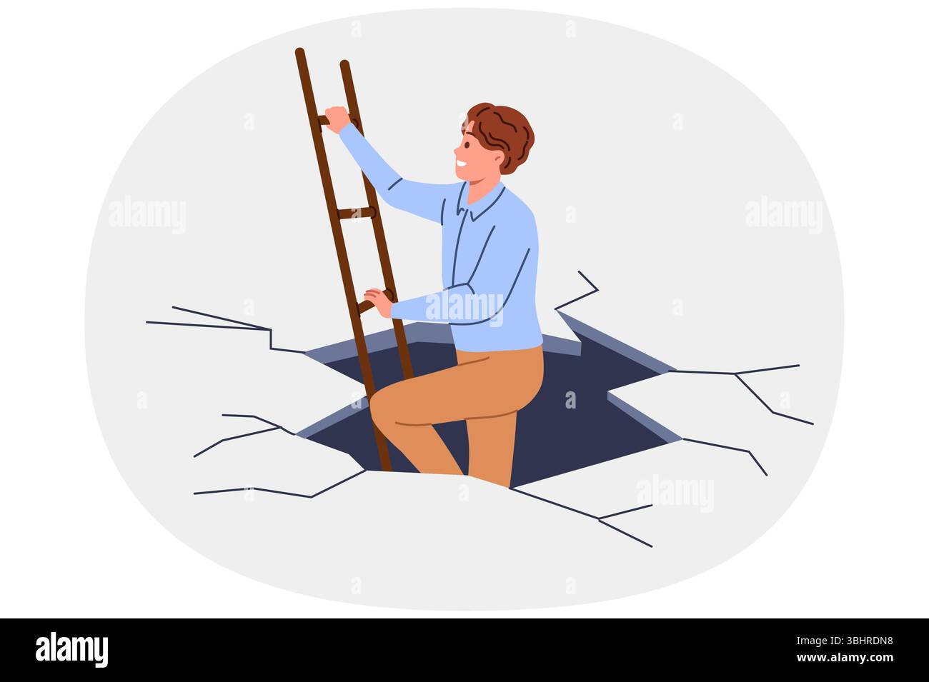 Business man escapes from difficult situation, showing courage and ...