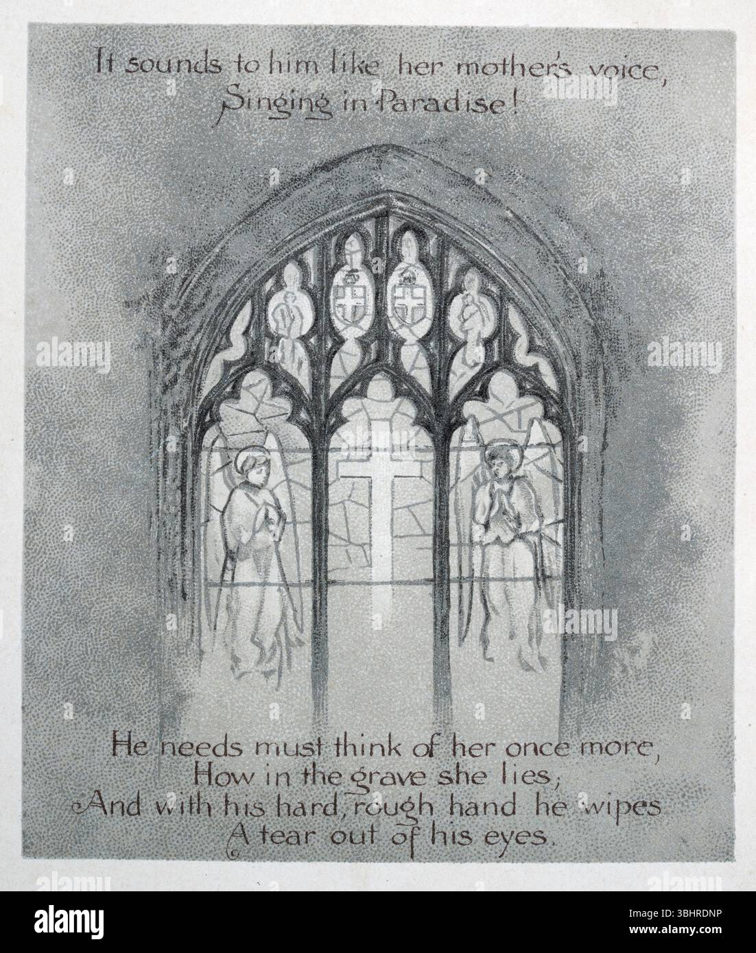 Stained glass window with cross and angels, page for the Village ...