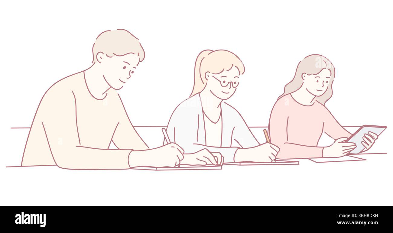 Focused study session teamwork Stock Vector Images - Alamy