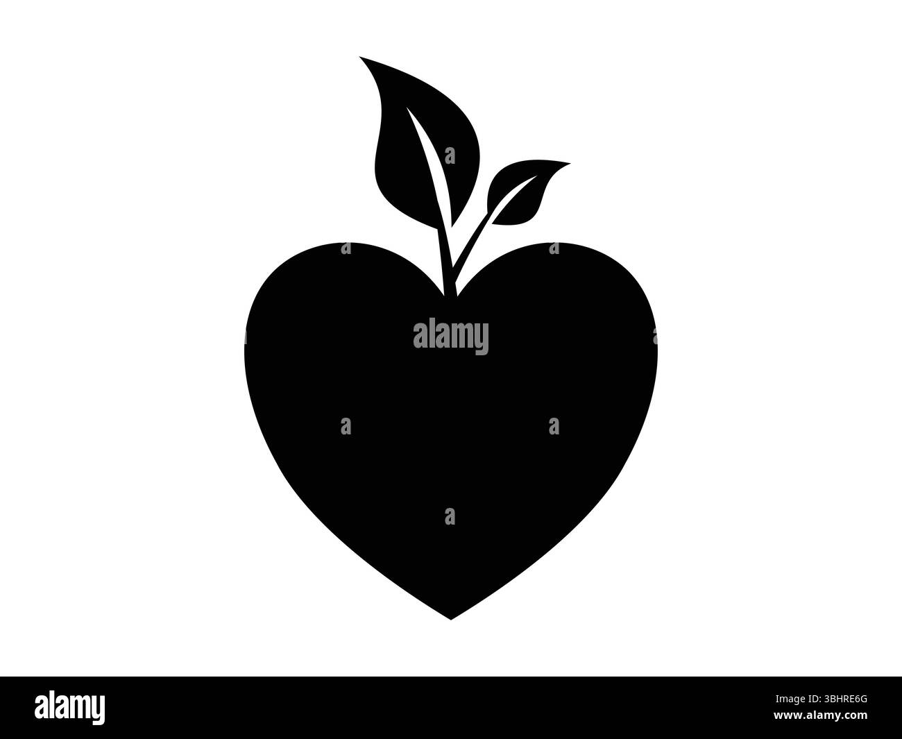 Simple eco heart icon with growing leaf silhouette, symbolizing nature ...