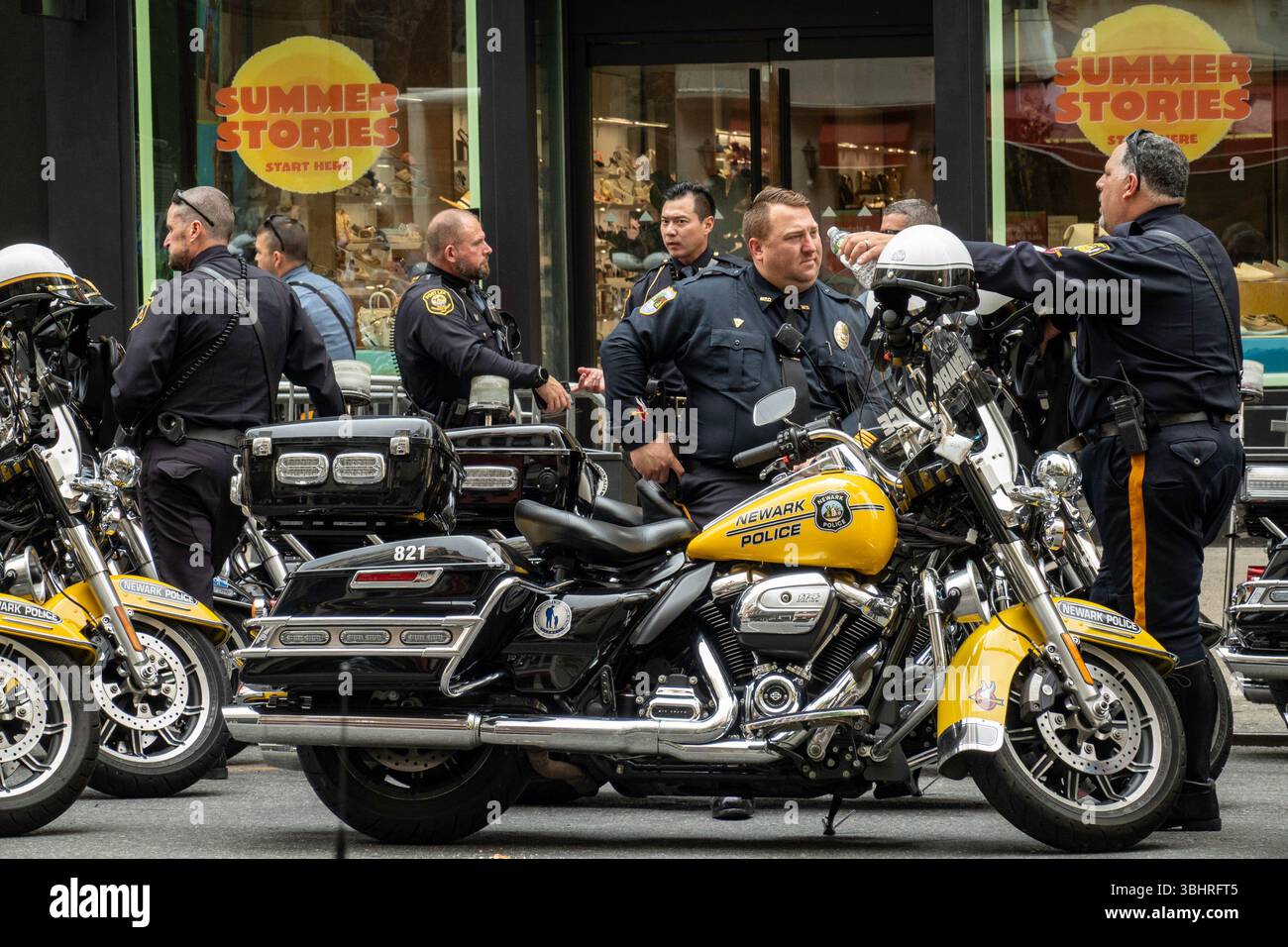 Police units gather on Fifth Avenue in honor of a fallen policeman at a ...