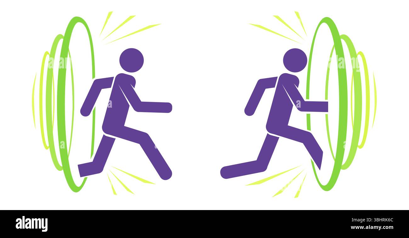 Vector Illustration of a journey through time. Portal or time machine ...