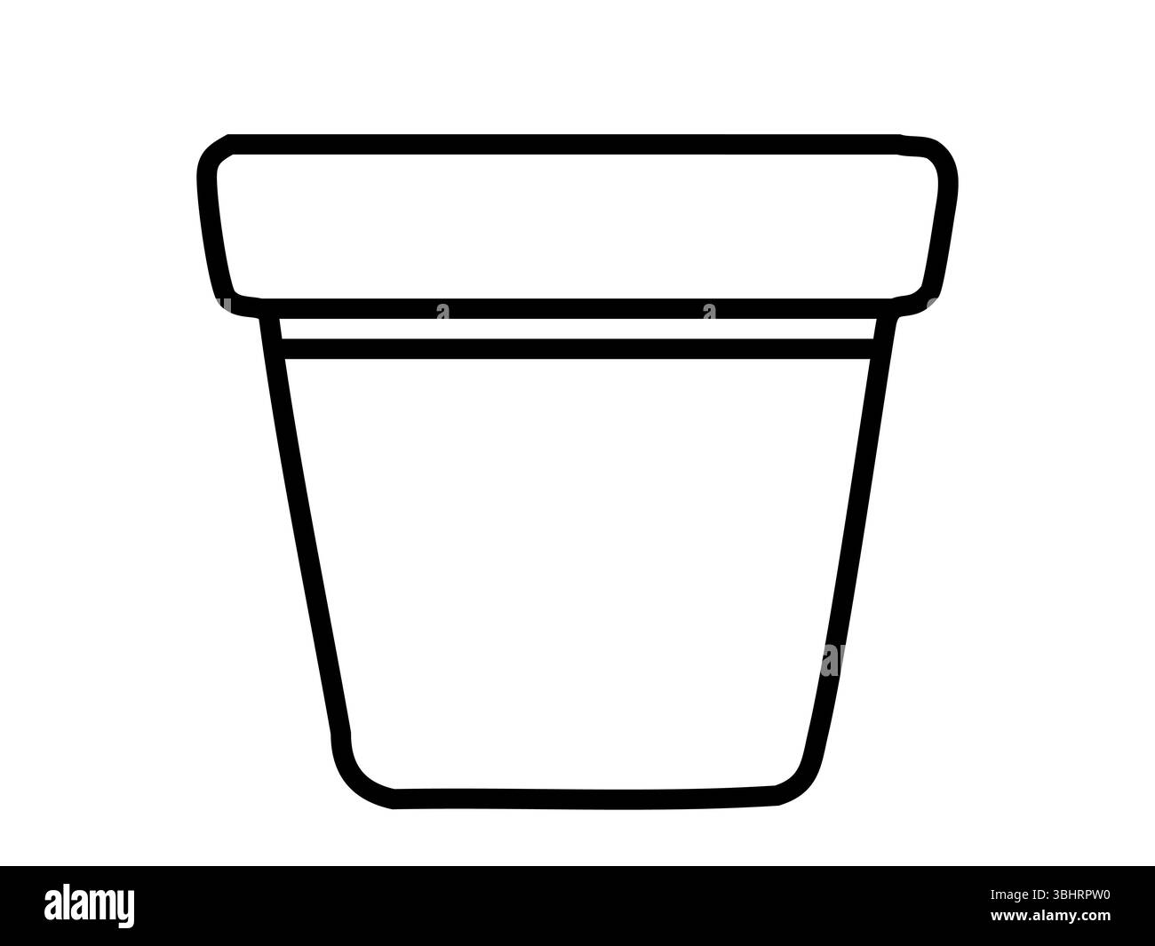 Black outline of a plant pot on white background, graphic illustration ...