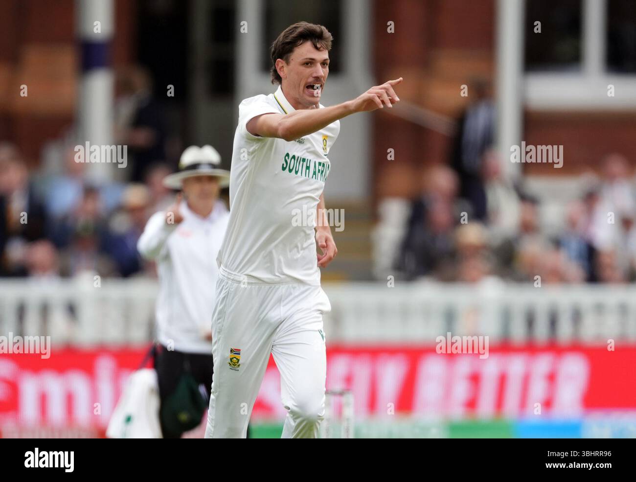 South Africa's Marco Jansen (right) celebrates the wicket of Australia ...
