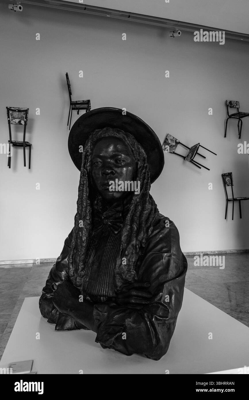 Ancient sculpture on display Black and White Stock Photos & Images - Alamy