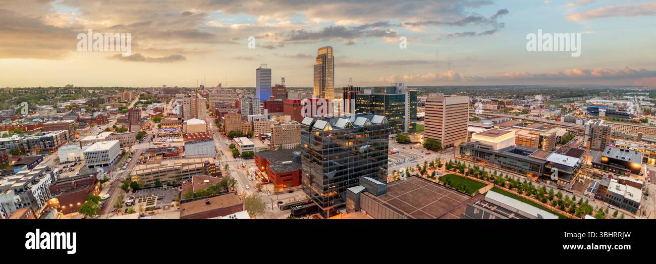 Omaha, Nebraska, USA downtown city skyline from above at dawn Stock ...