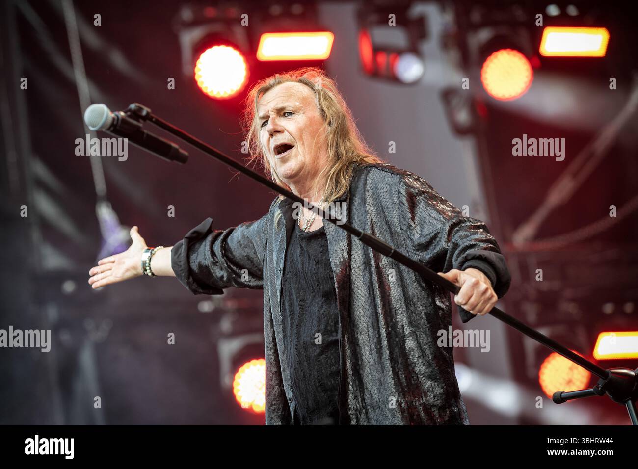 Solvesborg, Sweden. 04th, June 2025. The Danish metal and hard rock band Pretty Maids performs a ...