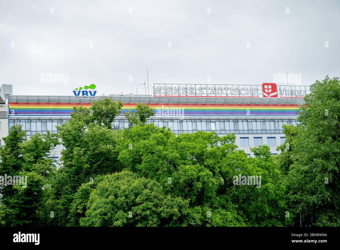 Vienna, Austria - May 30, 2025: Modern office building with rainbow ...