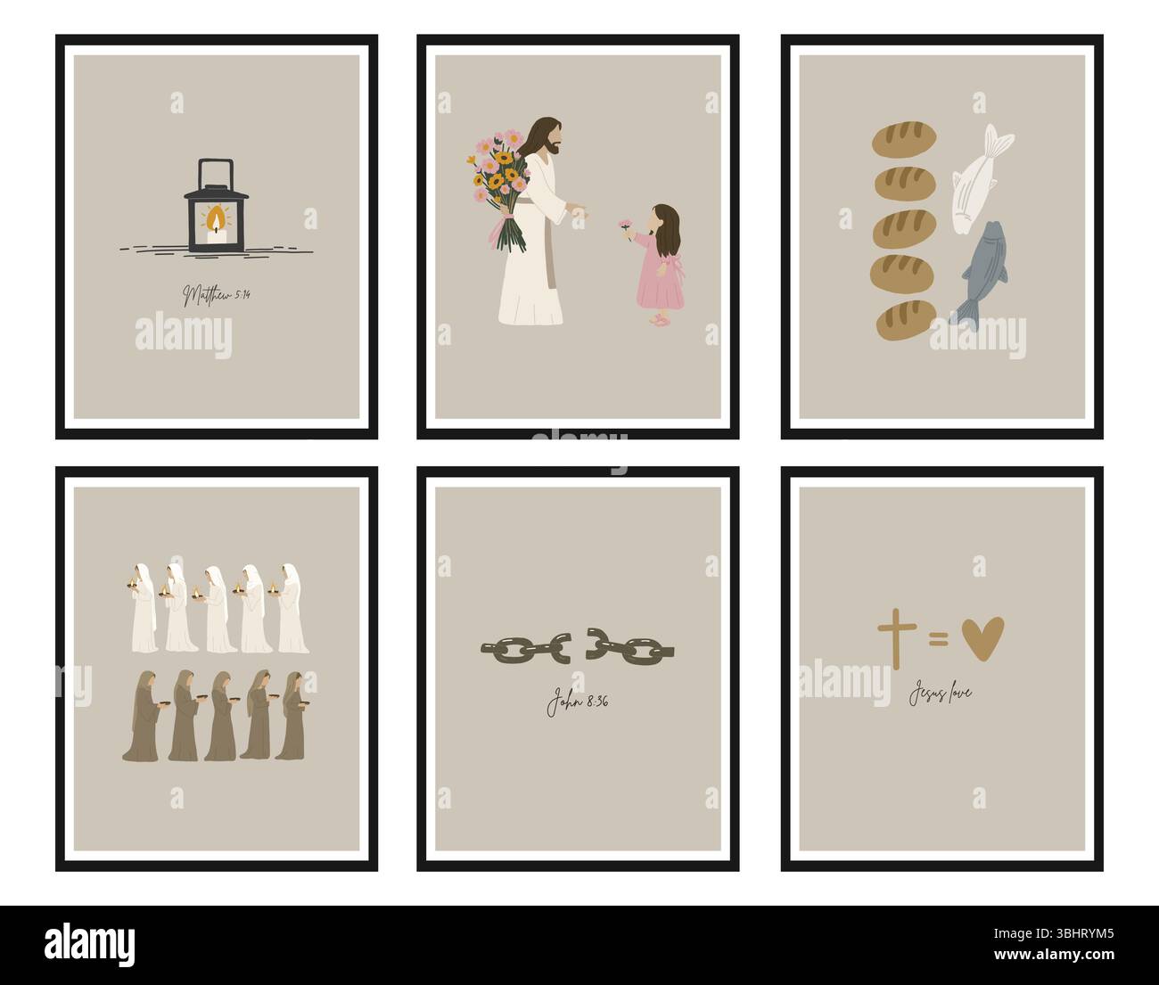 Christian Posters, Religion Hand Drawn Art, Biblical symbols, Wall ...