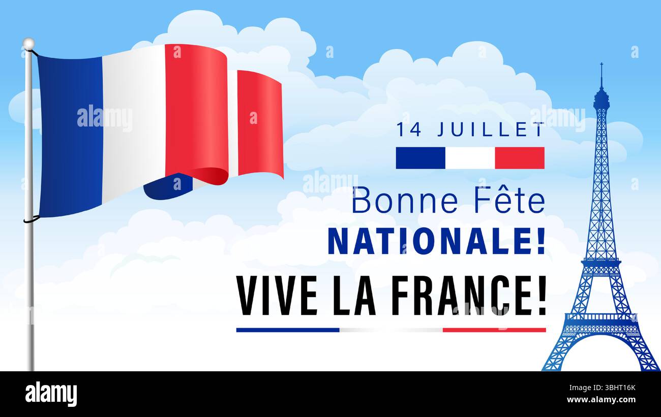14 Juillet, Bonne Fete Nationale - Vive la France holiday poster ...