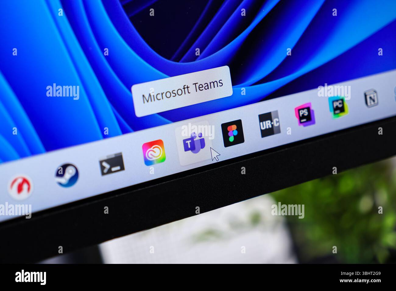 Poznan, Poland - June 6, 2025: Microsoft Teams application icon with a mouse cursor on a laptop ...