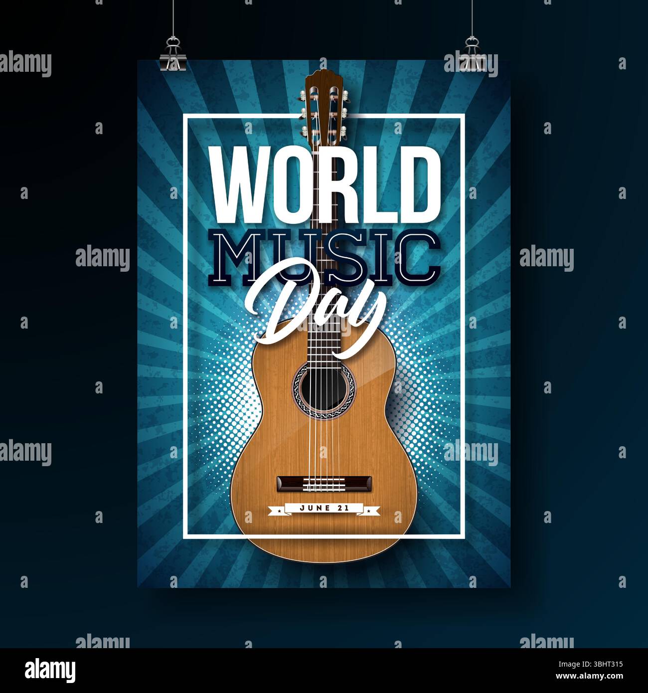 World Music Day Poster Illustration with Musical Notes and Typography ...