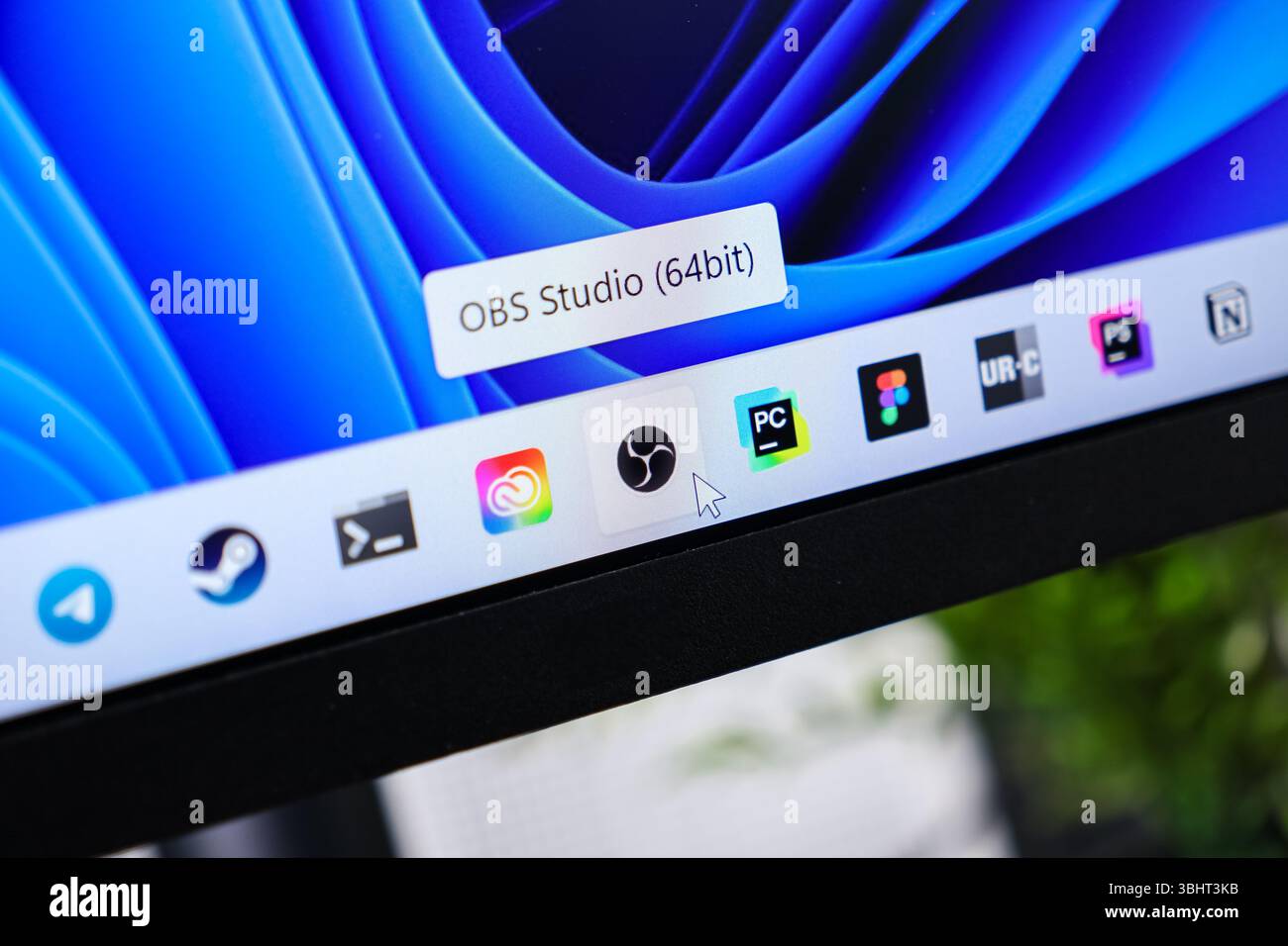 Poznan, Poland - June 6, 2025: OBS Studio application icon highlighted by mouse cursor on ...