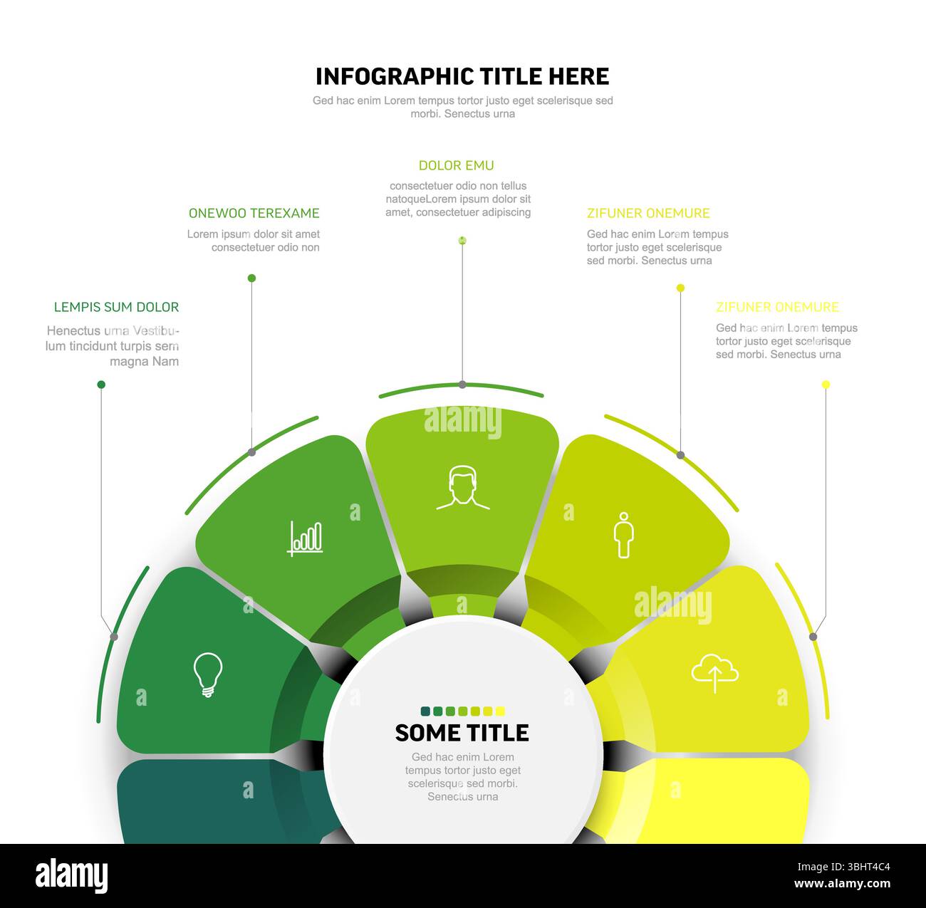 Modern infographic template design featuring a circular 6-step data ...