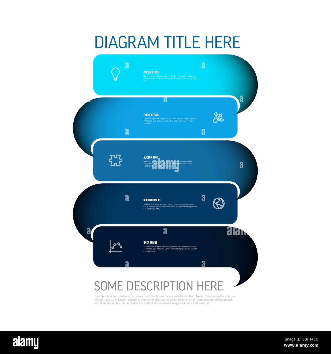 Create an effective vertical diagram showing five steps in a process ...