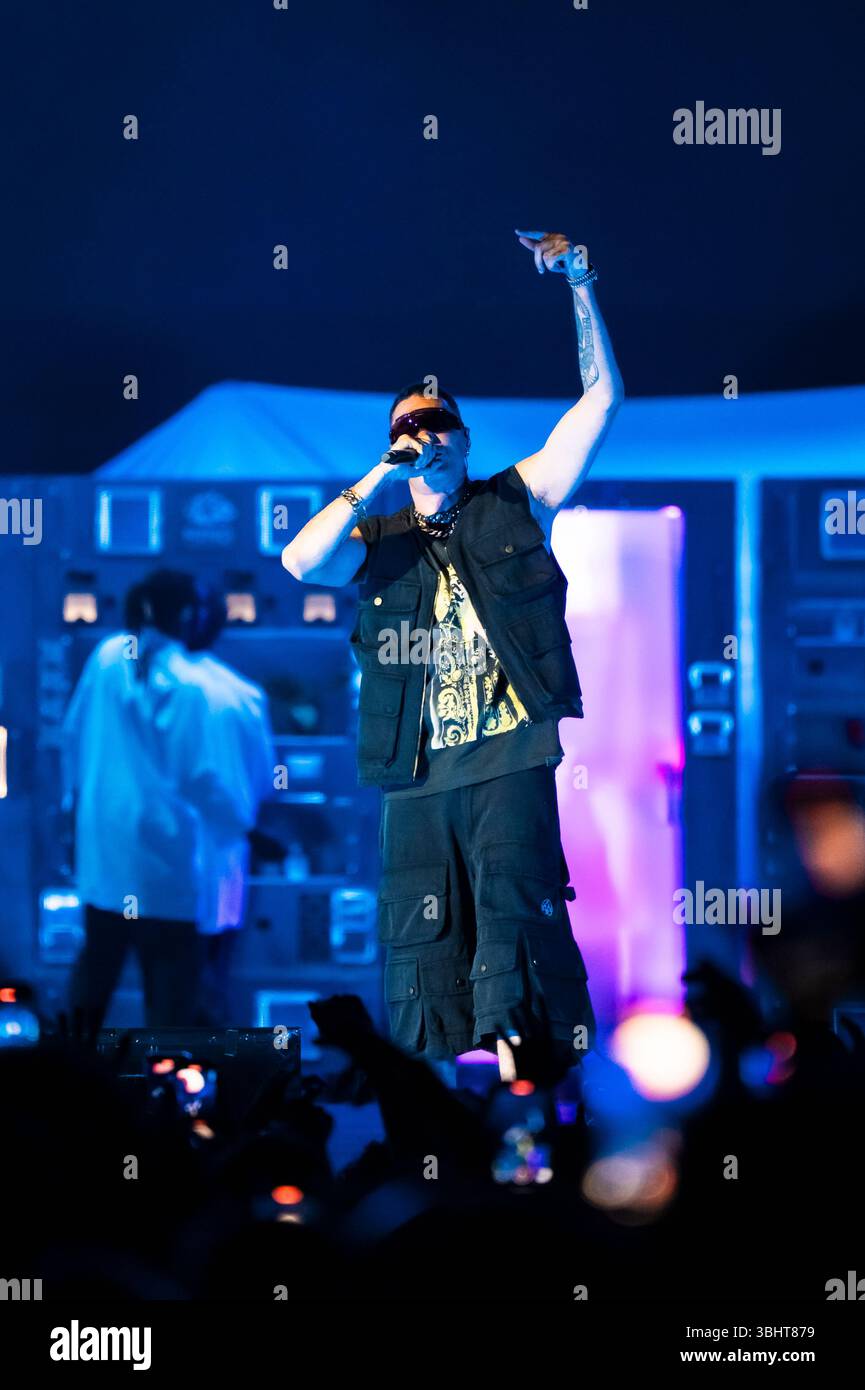 Italian rapper Marracash, also known as Fabio Bartolo Rizzo, performs ...