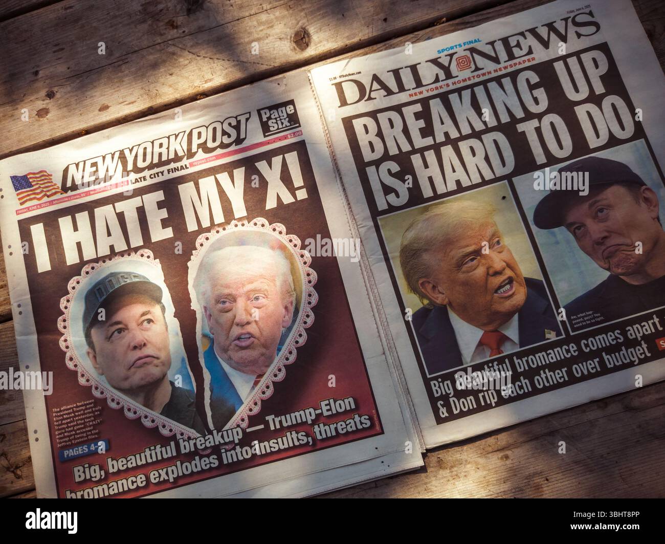 Headlines of tabloid newspapers in New York on Friday, June 6, 2025 ...