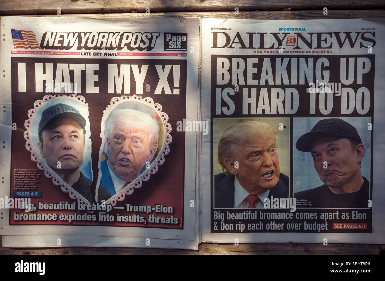 Headlines of tabloid newspapers in New York on Friday, June 6, 2025 ...