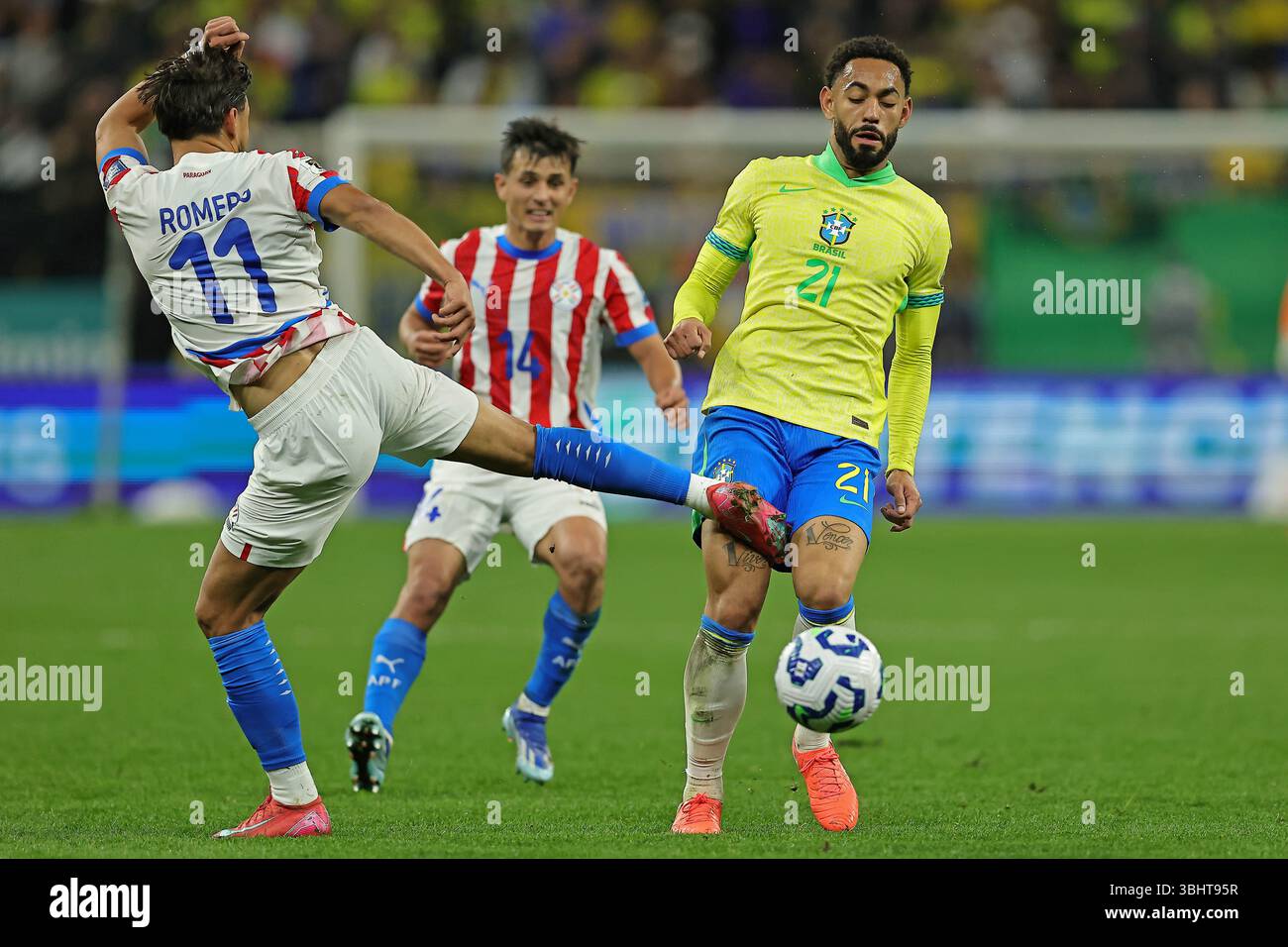 10th June 2025, Sao Paulo, Brazil: Matheus Cunha of Brazil challenged ...