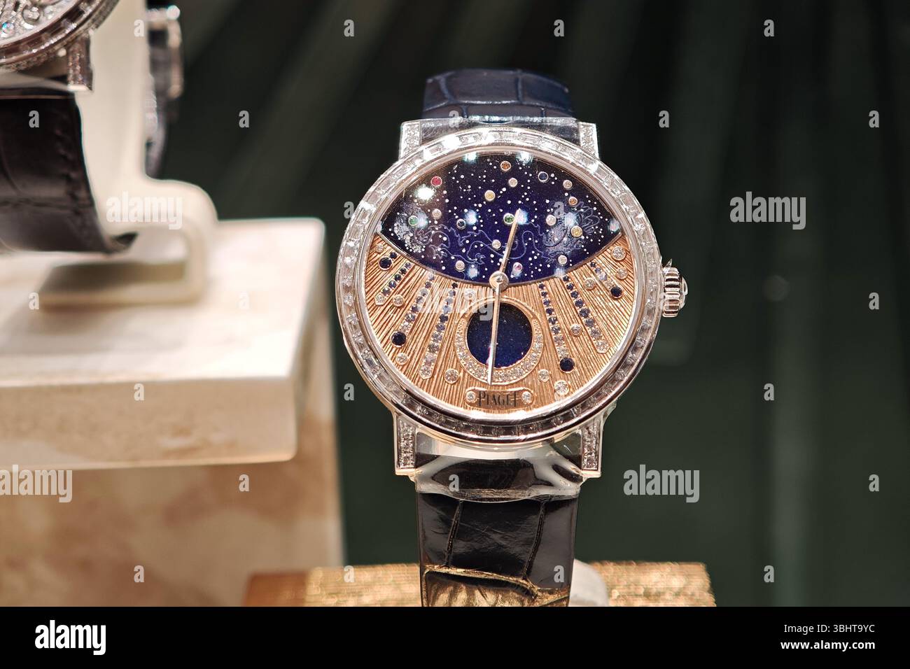 A luxury watch displayed in a PIAGET store window in Shanghai, China on ...