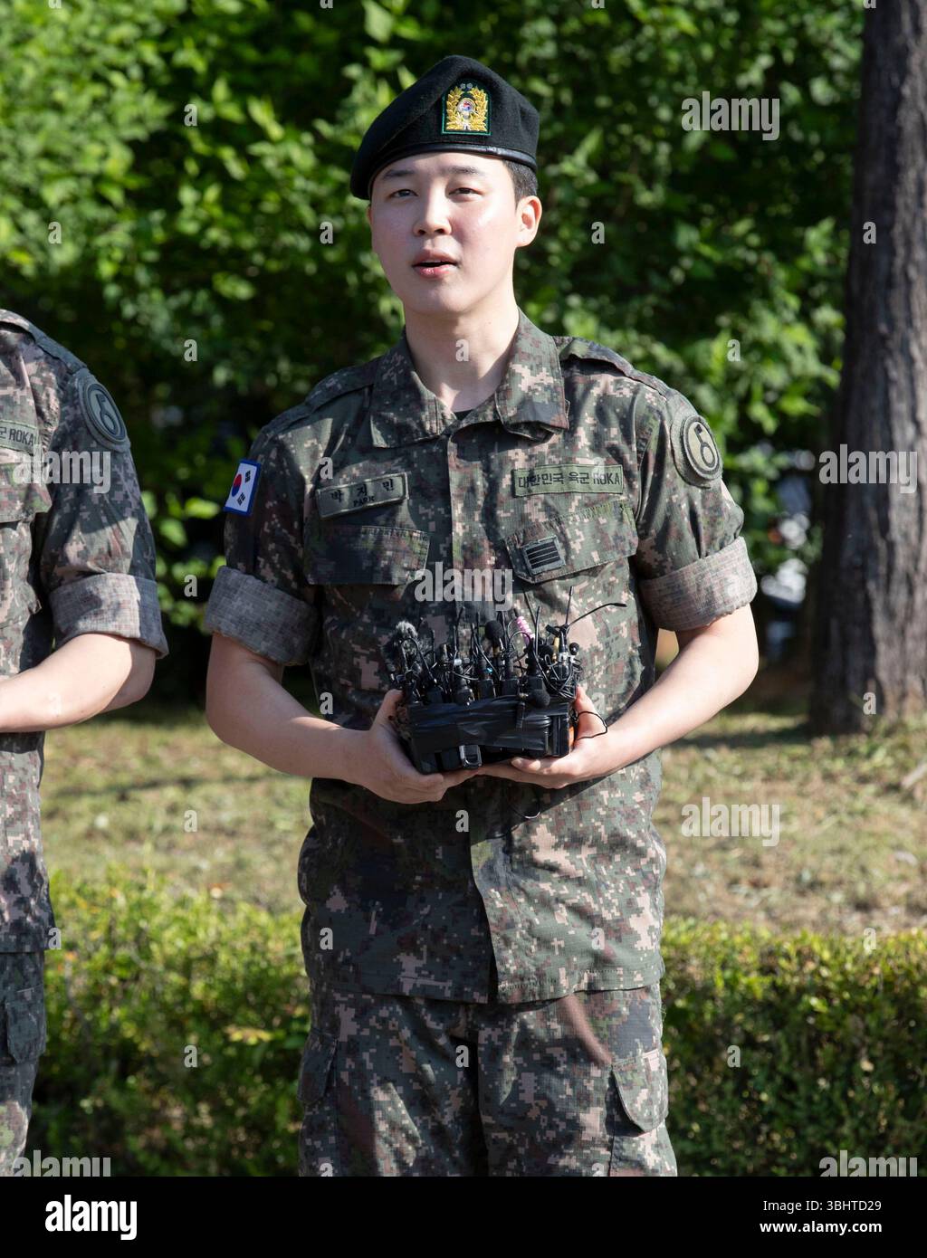 Chuncheon, South Korea. 11th June, 2025. BTS member Jimin, speaks with ...