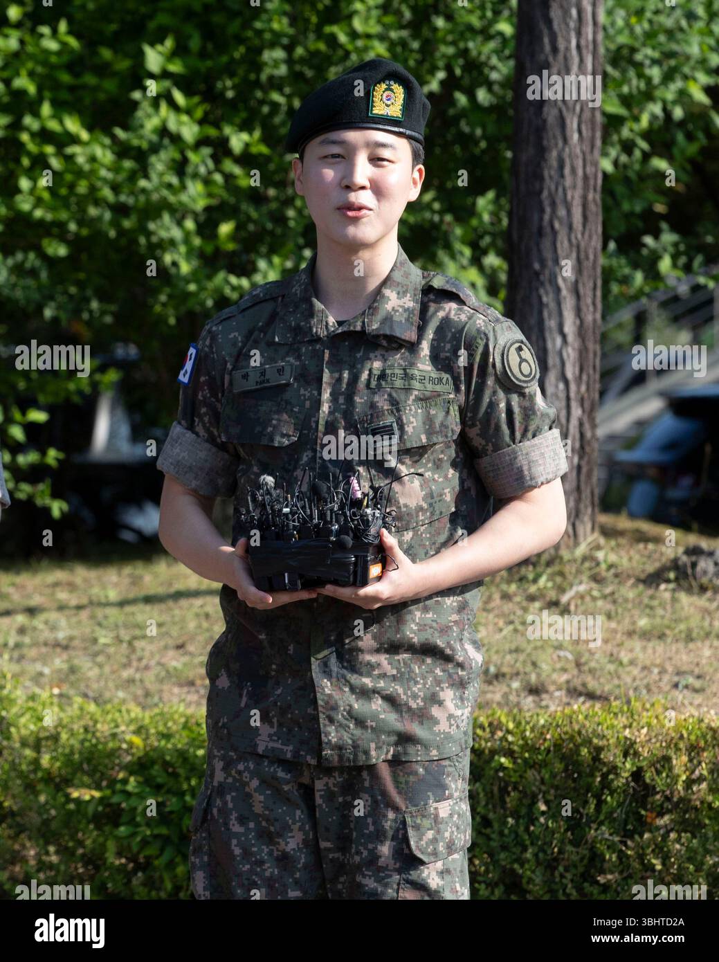 Chuncheon, South Korea. 11th June, 2025. BTS member Jimin, speaks with ...