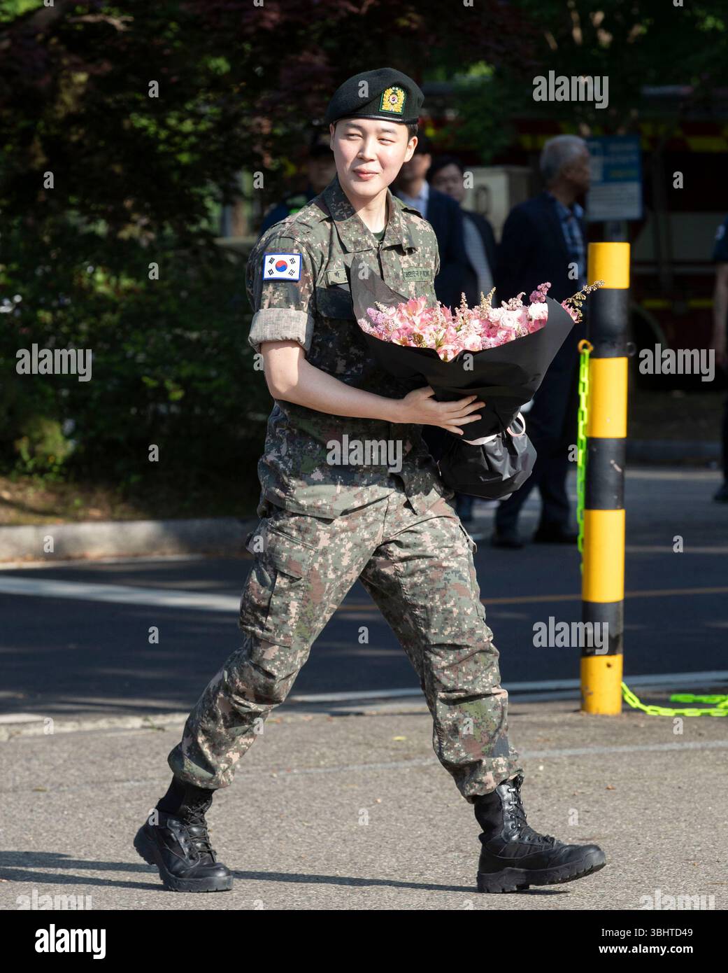 Chuncheon, South Korea. 11th June, 2025. BTS member Jimin, speaks with ...