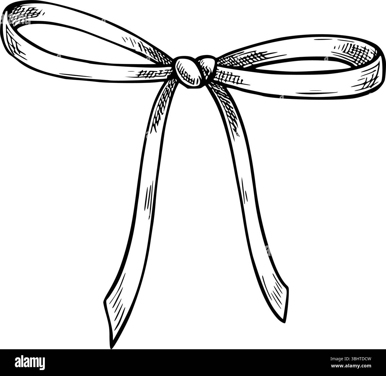 Vector illustration of a classic Bow in engraved hand drawn style ...